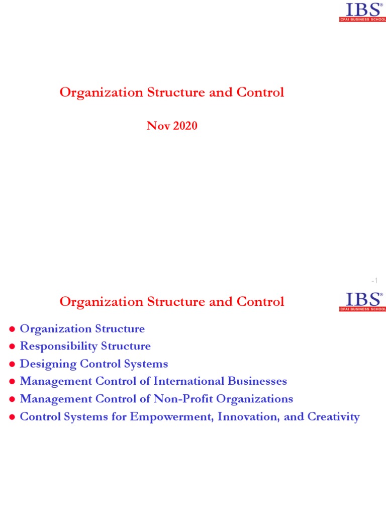Organization Structure and Control Systems | PDF | Cost | Goal