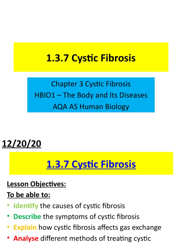 1.3.7 Cystic Fibrosis: Chapter 3 Cystic Fibrosis HBIO1 - The Body and Its Diseases AQA AS Human ...