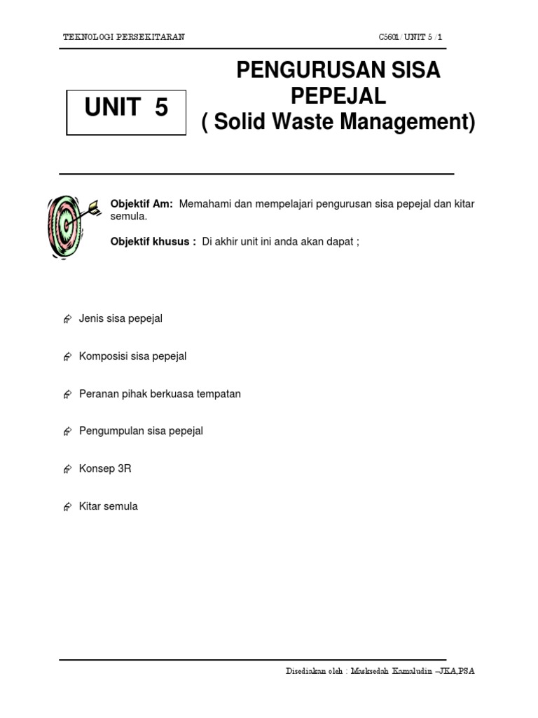 Unit5 - Pengurusan Sisa Pepejal PDF | PDF Unit5 - Pengurusan Sisa Pepejal PDF | PDF