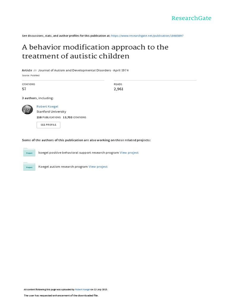 A Behavior Modification Approach | PDF | Reinforcement | Autism