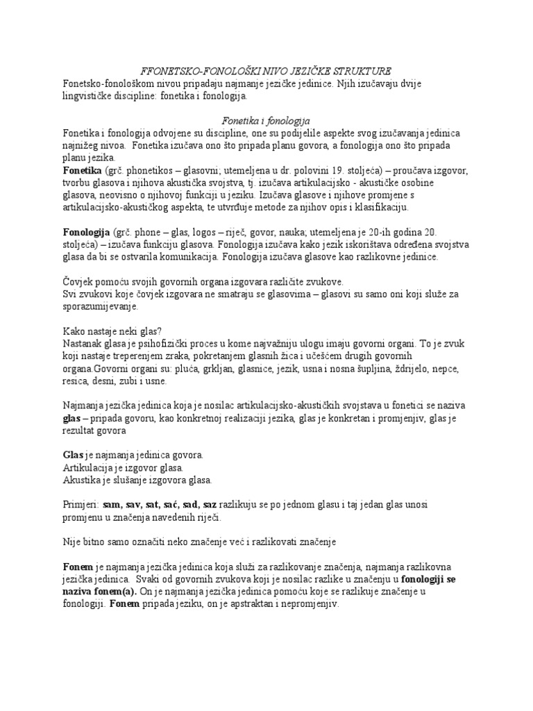 Fonetika, Fonologija, Fonem, Alofon ONLINE | PDF