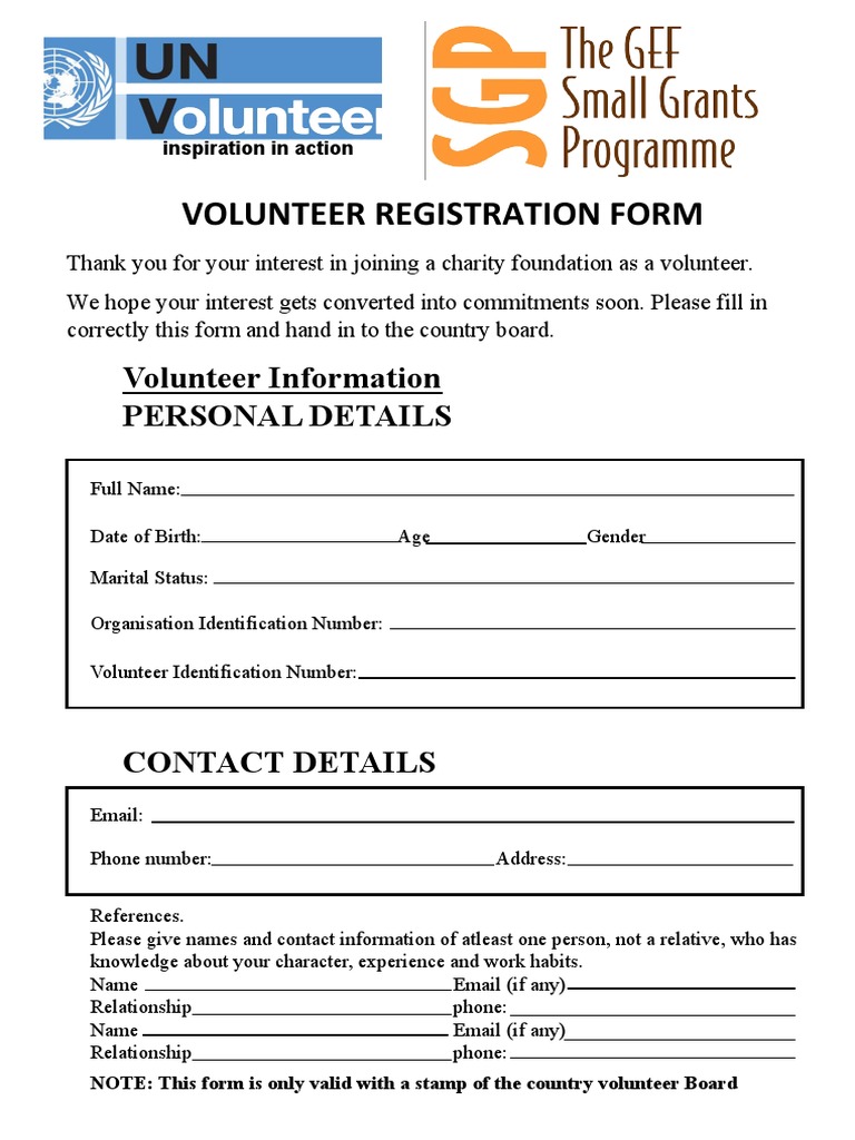 Volunteer Registration Form Guide | PDF