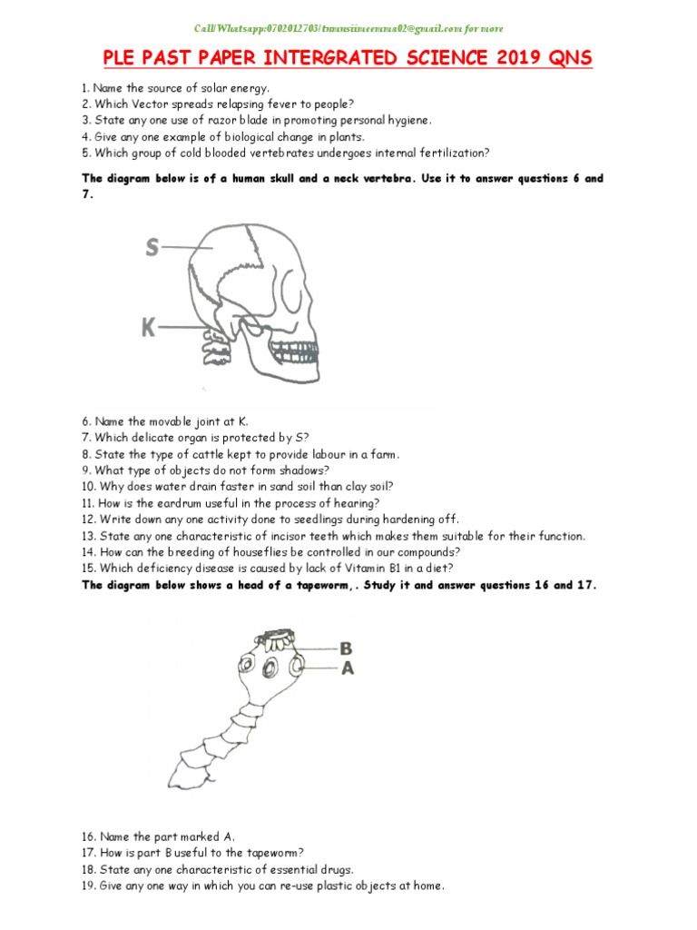 Ple Past Papers Intergrated Science 2019 | PDF | Goat | Sound