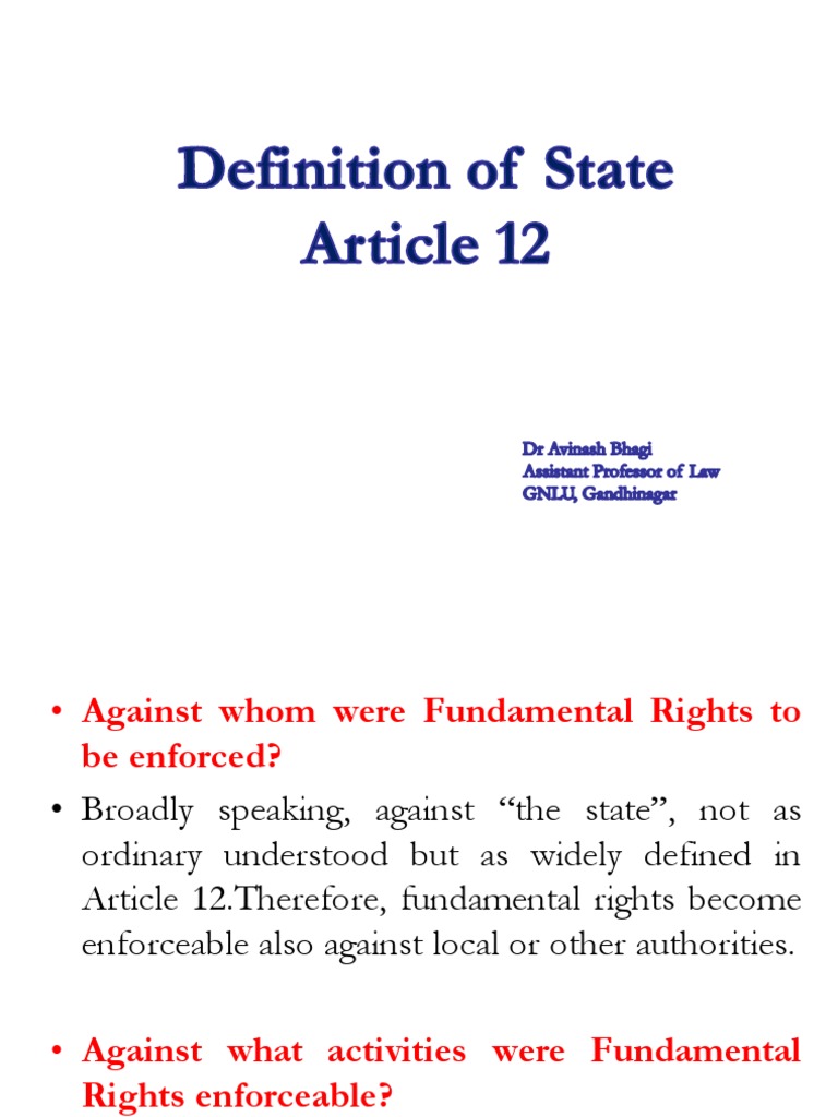 Article 12 - Definition of 'State' | PDF | Statutory Interpretation ...