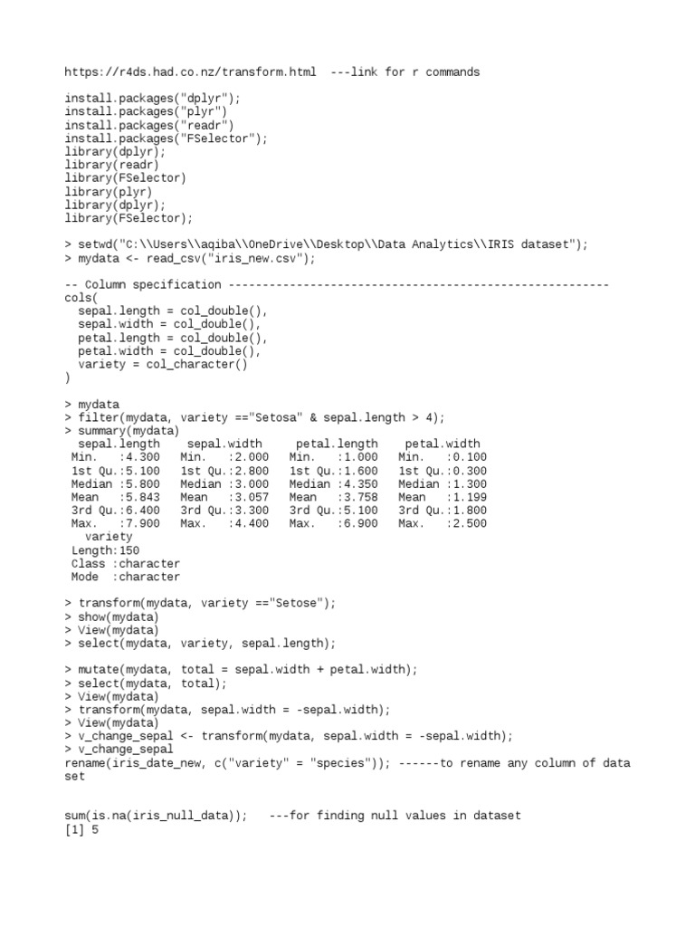 IRIS Commands Practice | Download Free PDF | Cluster Analysis | Statistics