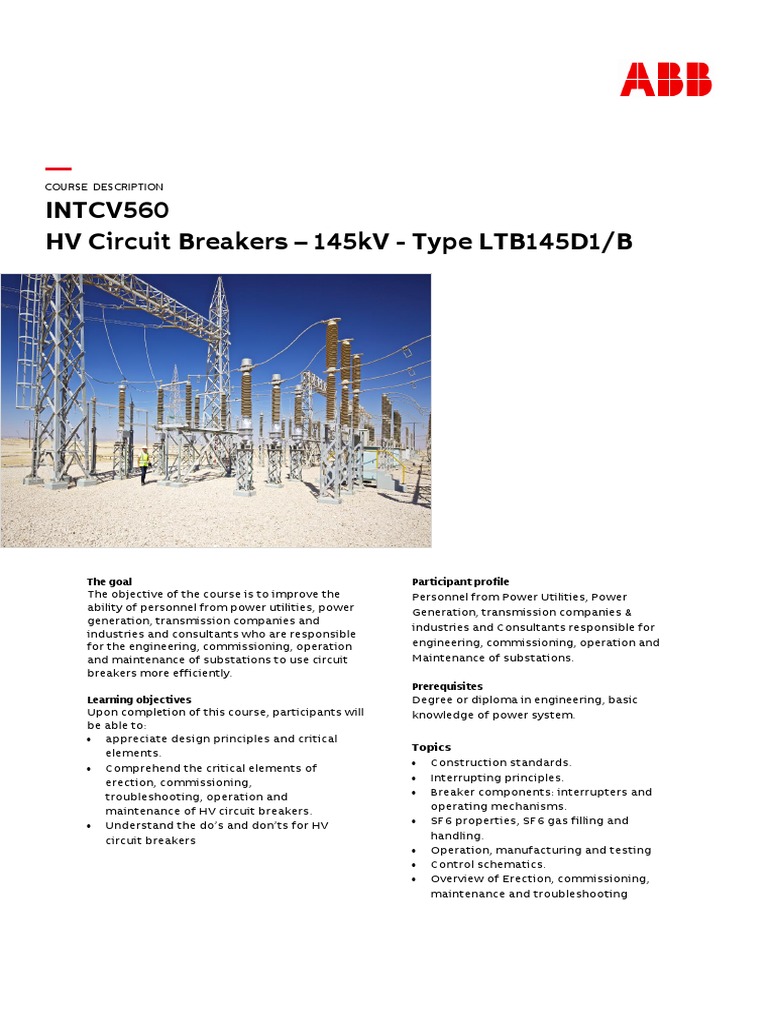 HV Circuit Breakers Course Overview | PDF | Electrical Substation ...