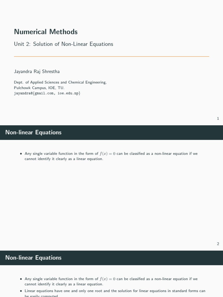 Numerical Methods: Unit 2: Solution of Non-Linear Equations | PDF ...