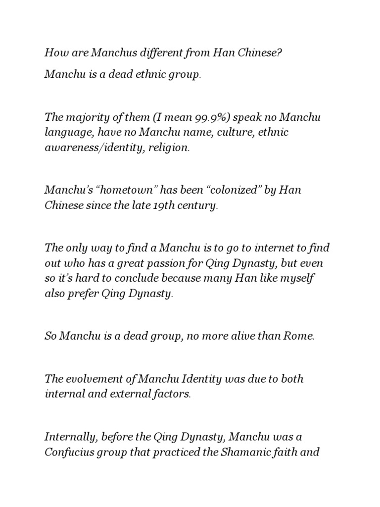 T. How Are Manchus Different From Han Chinese | PDF
