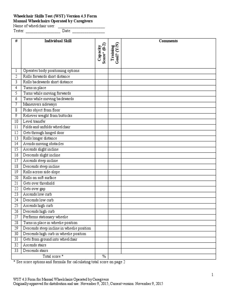 Wheelchair Skills Test (WST) Version 4.3 Form Manual Wheelchairs ...