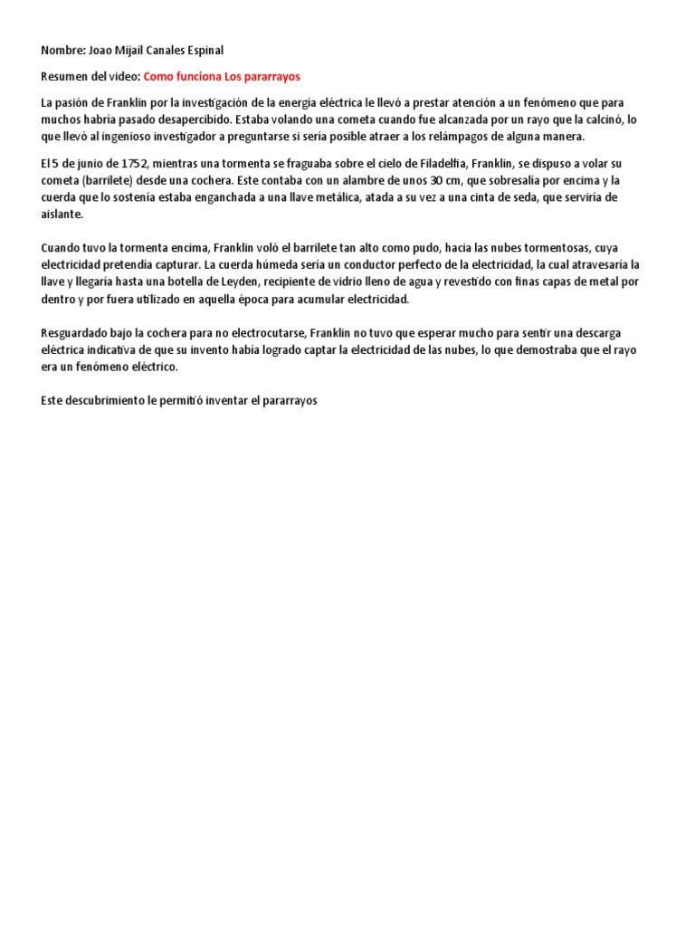 Pararrayos y Benjamin Franklin | PDF