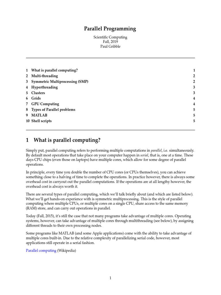 Parallel Programming Pdf Multi Core Processor Computer Cluster