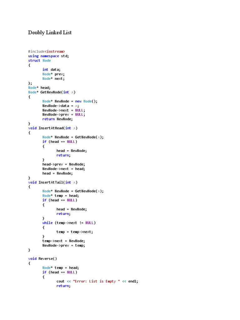 Doubly Linked List 2 Pdf Algorithms And Data Structures Computer Programming 2066