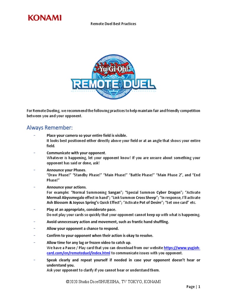 Remote Duel Best Practice Guide 20201008 | PDF | Leisure | Sports