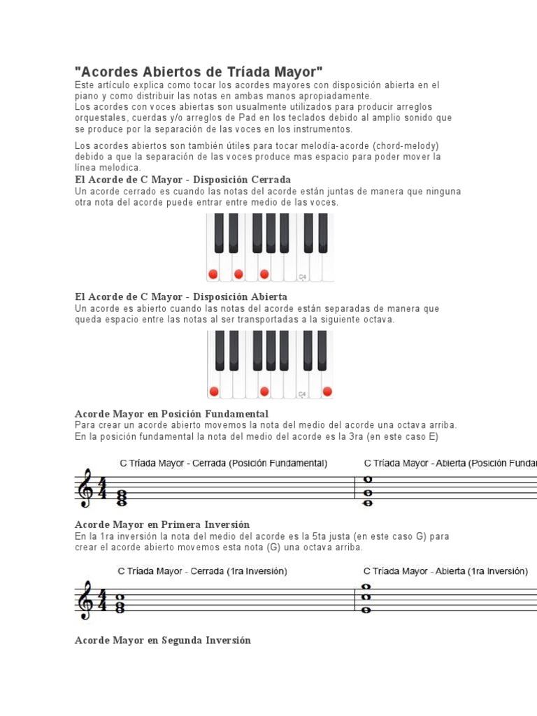 Acordes Abiertos (De Triada Mayor) | PDF