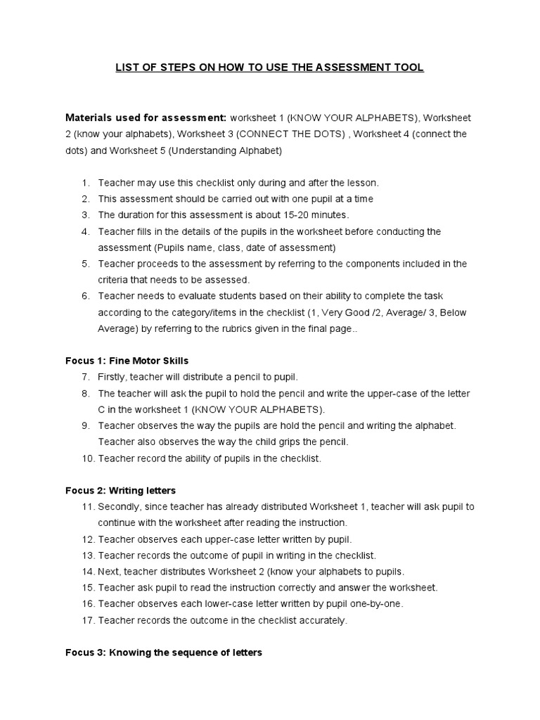 List of Steps On How To Use The Assessment Tool | PDF | Letter Case ...