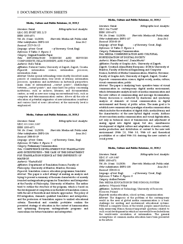 Documentation Sheets PDF | Download Free PDF | Communication | Information