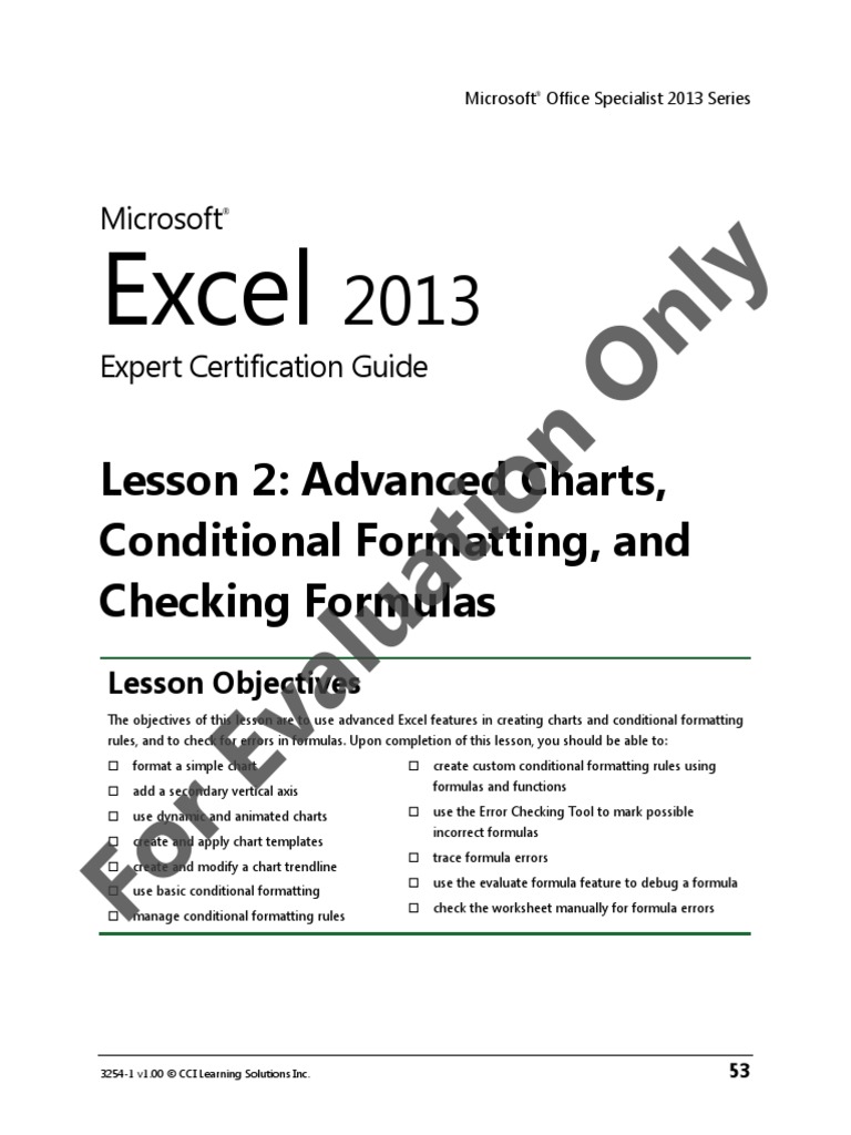 Excel: Lesson 2: Advanced Charts, Conditional Formatting, and Checking ...