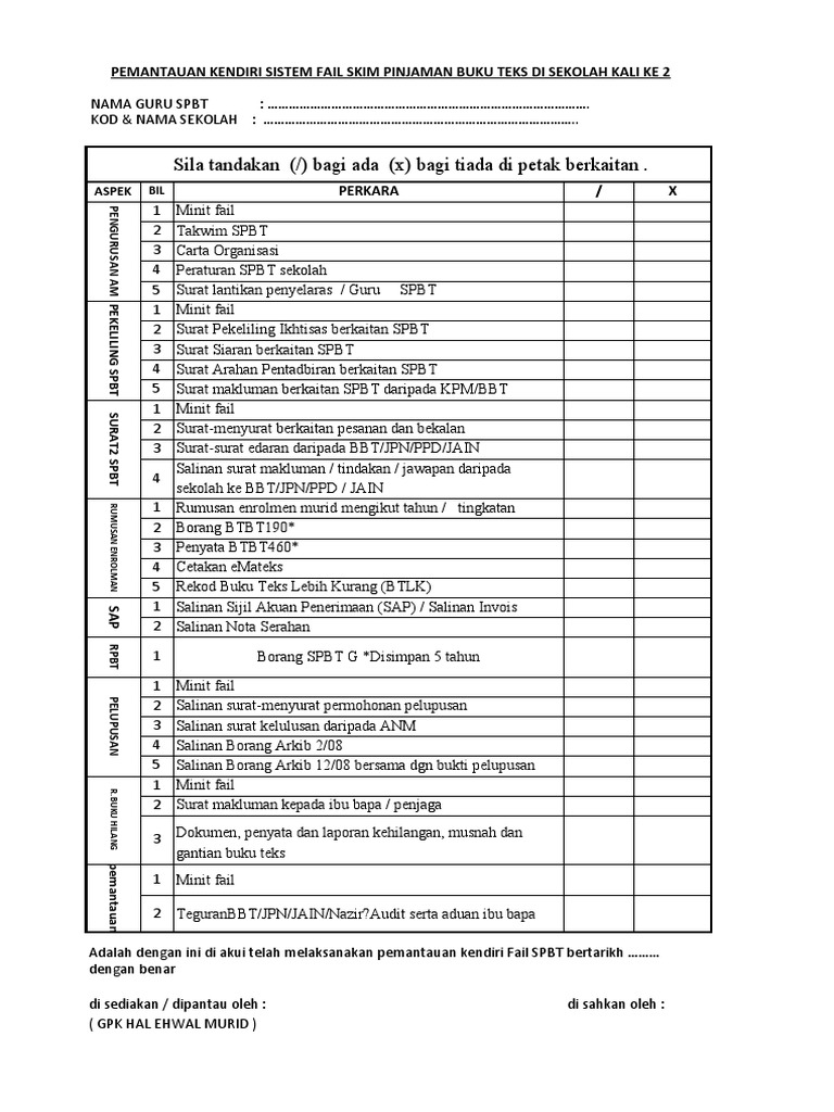 KENDIRI SISTEM FAIL SPBT Kali Ke 2 2017 | PDF