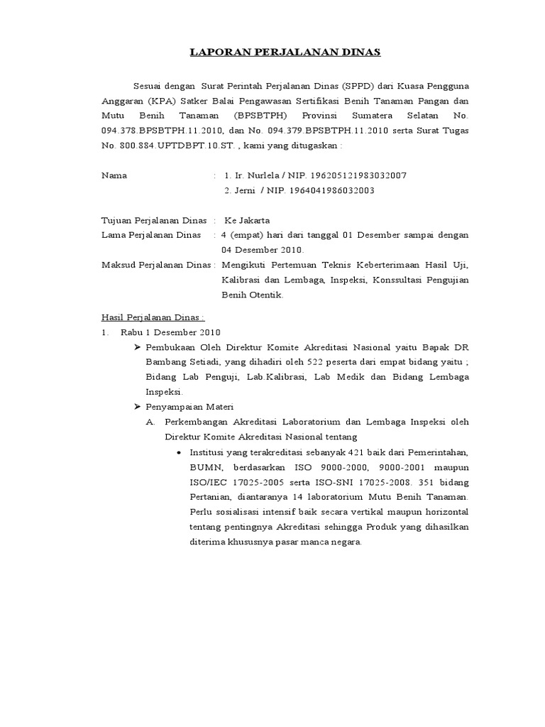 Laporan Perjalanan Dinas Jakarta | PDF