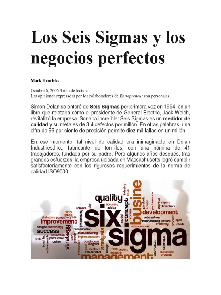 Los Seis Sigmas y Los Negocios Perfectos | Descargar gratis PDF | Six ...