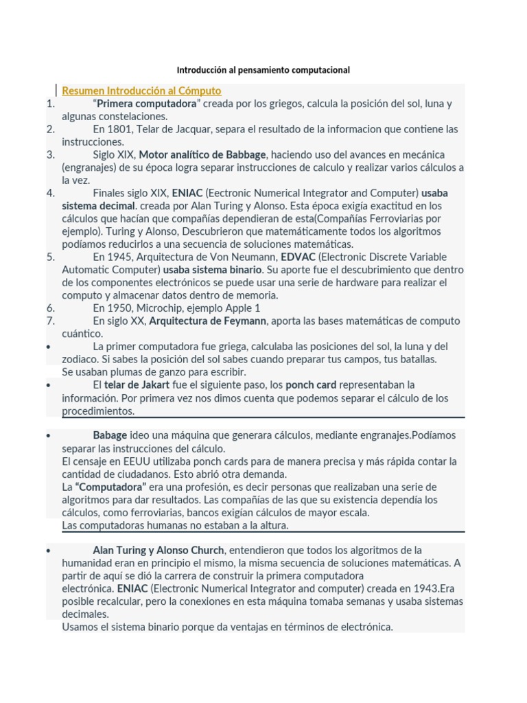 Introducción Al Pensamiento Computacional Pdf Lenguaje De