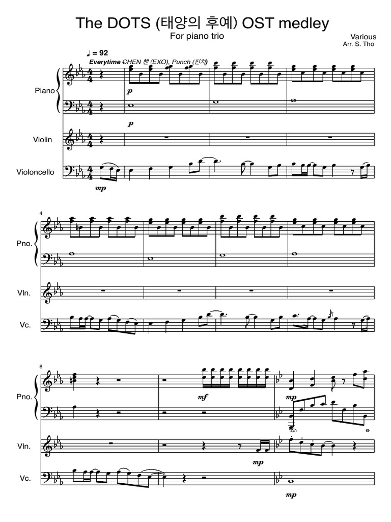 The Dots (OST Medley: For Piano Trio | PDF | Notation | Musical Forms
