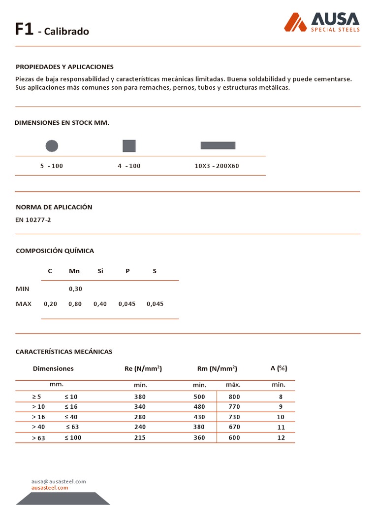 Acero Calibrado Carbono F1 AUSA PDF | PDF