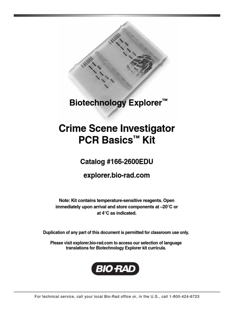 Crime Scene Investigator PCR Basics Kit: Biotechnology Explorer | PDF ...
