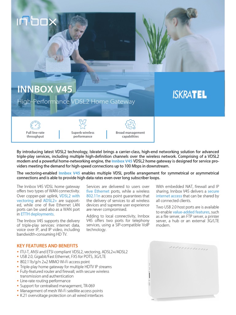Iskratel Innbox V45 Datasheet en | PDF | Wireless Lan | Computer Standards