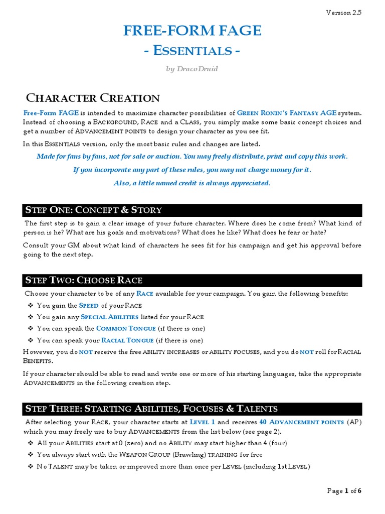 RPG Character Creation Guide | PDF | Leisure