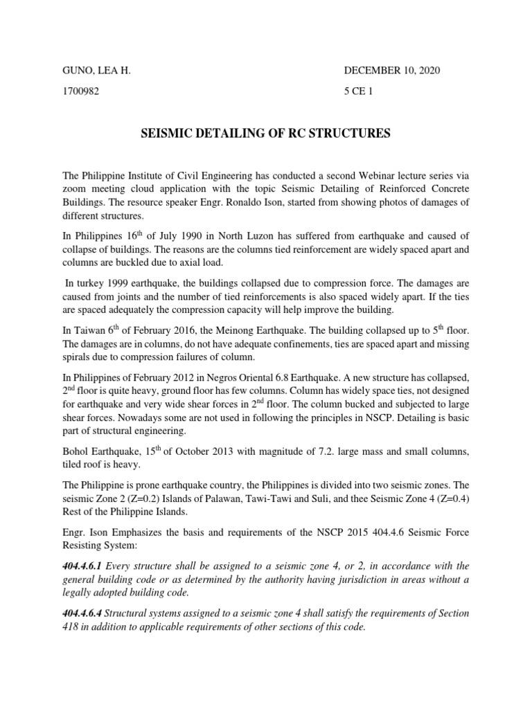 Earthquake Reaction Paper | PDF | Earthquakes | Strength Of Materials