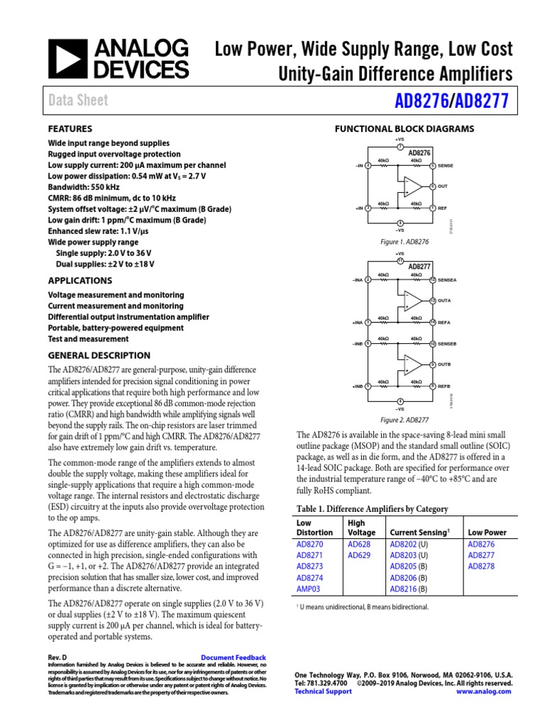 Ad8276 8277 | PDF | Amplifier | Power Supply