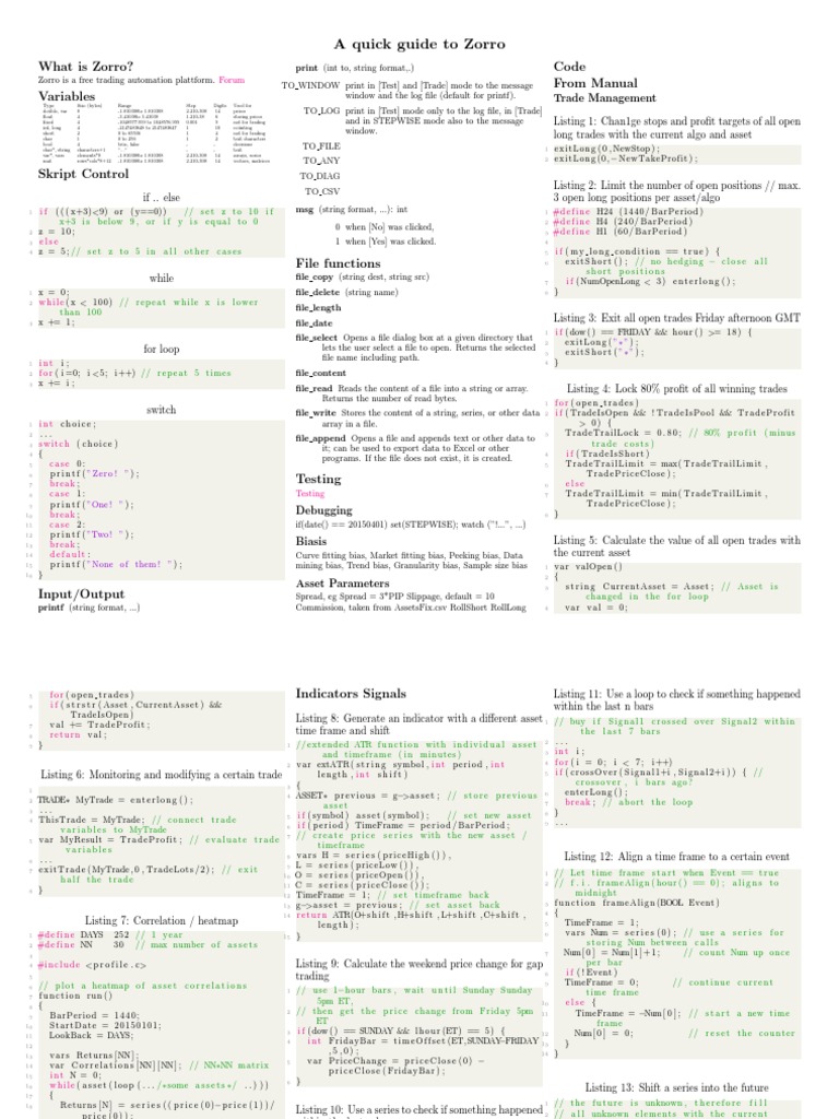 A Quick Guide To Zorro: What Is Zorro? Variables Code From Manual ...
