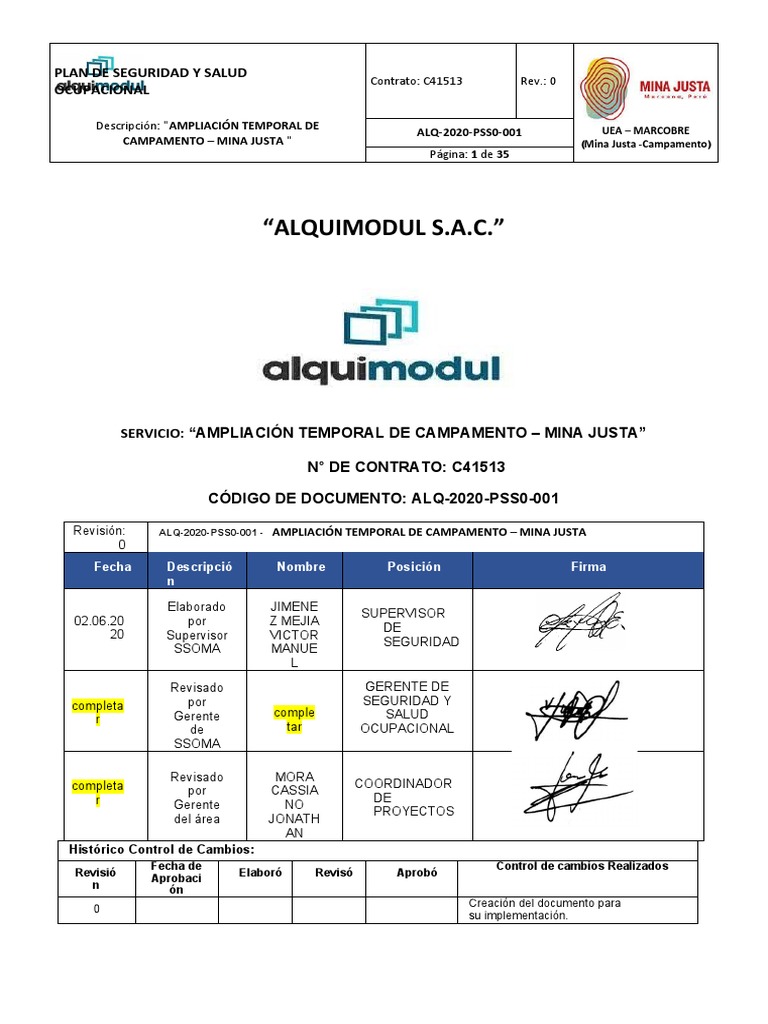 Plan de SSO - Proyecto Marcobre | PDF | Seguridad y salud ocupacional | Seguridad