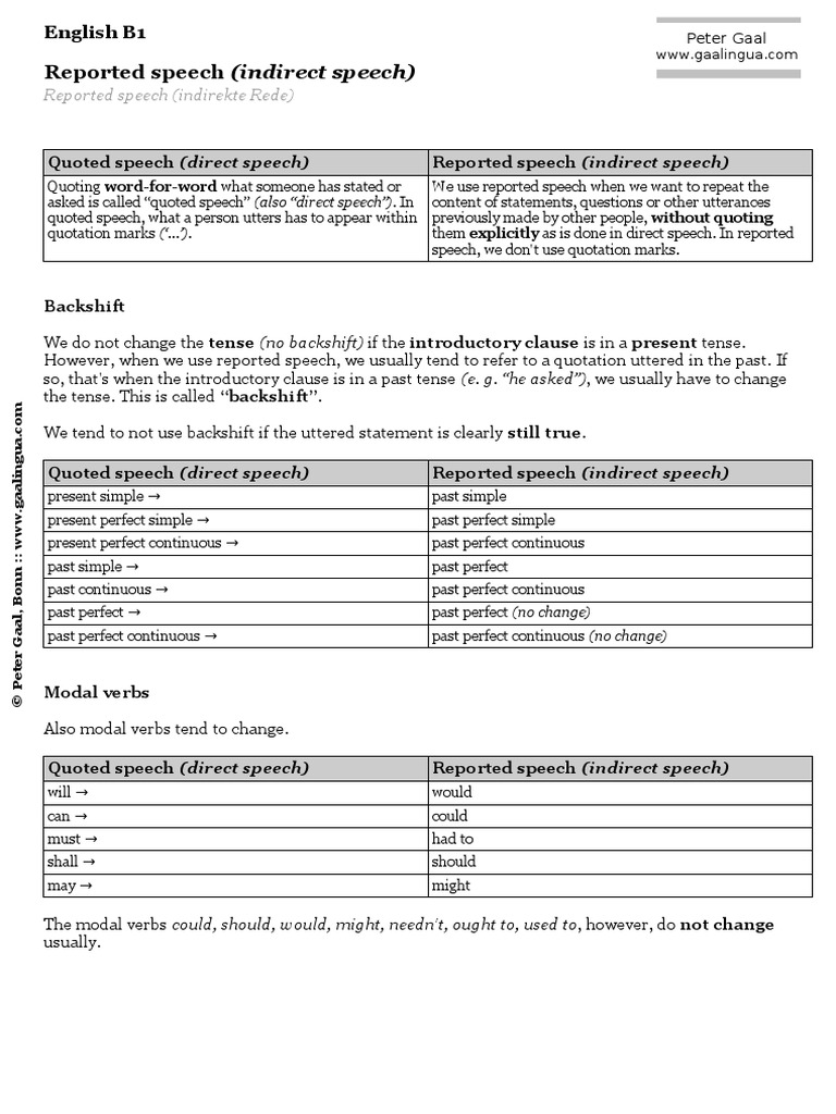 English B1 Reported Speech Exercise 1 PDF | PDF | Morphology | Semiotics