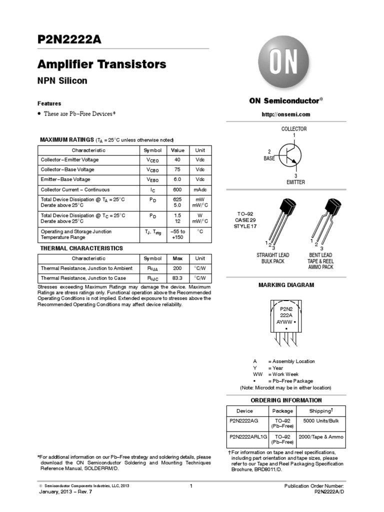 P2N2222A Amplifier Transistors: NPN Silicon | PDF | Bipolar Junction ...