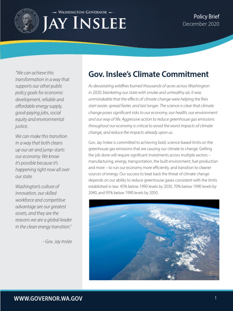 Governor Inslee - Climate Brief - December 2020 | PDF | Climate ...