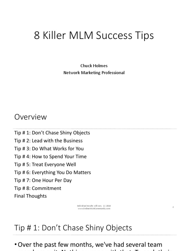 8 Essential MLM Success Tips | PDF | Business