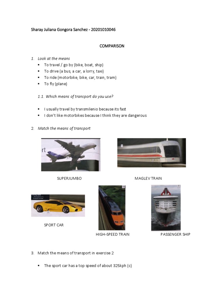 Transport Comparison and Adjective Use | PDF | Train | Transportation ...