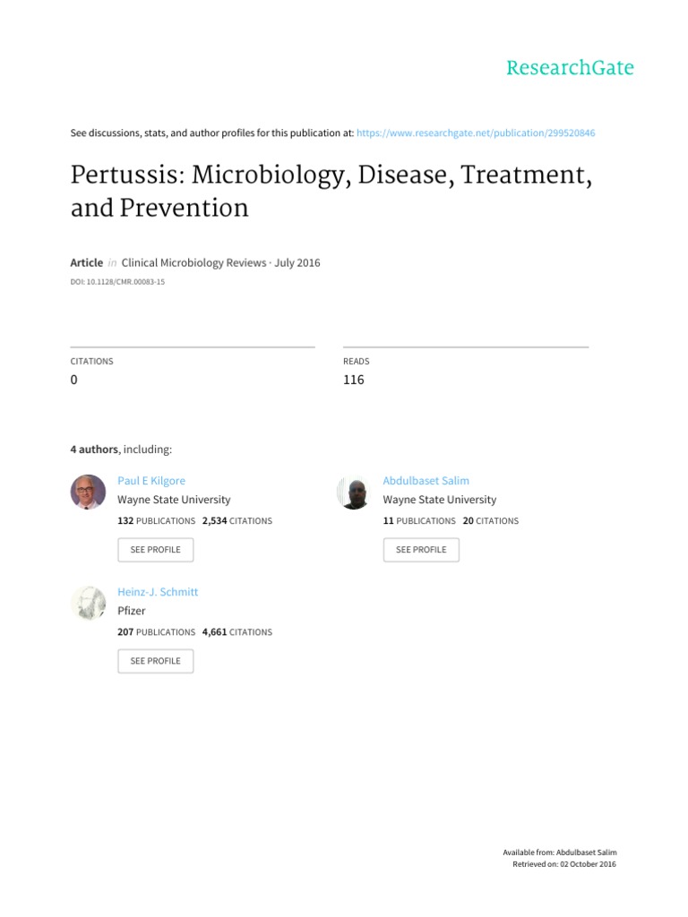 Pertussis Review CMR 2016 | PDF | Medical Specialties | Medicine