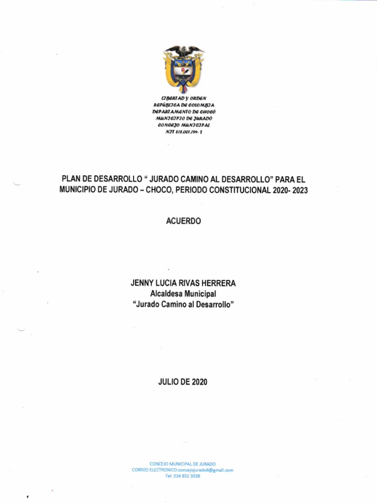 3091 - Plan de Desarrollo Del Municipio de Jurada 2020 Completo | PDF ...