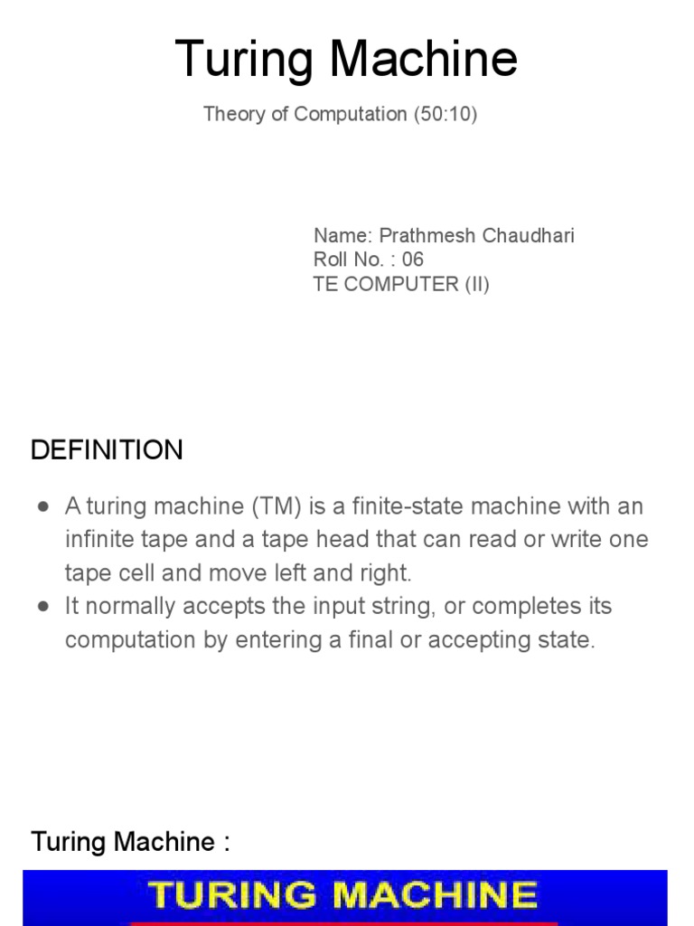 Turing Machine: Theory of Computation (50:10) | PDF | Technology ...