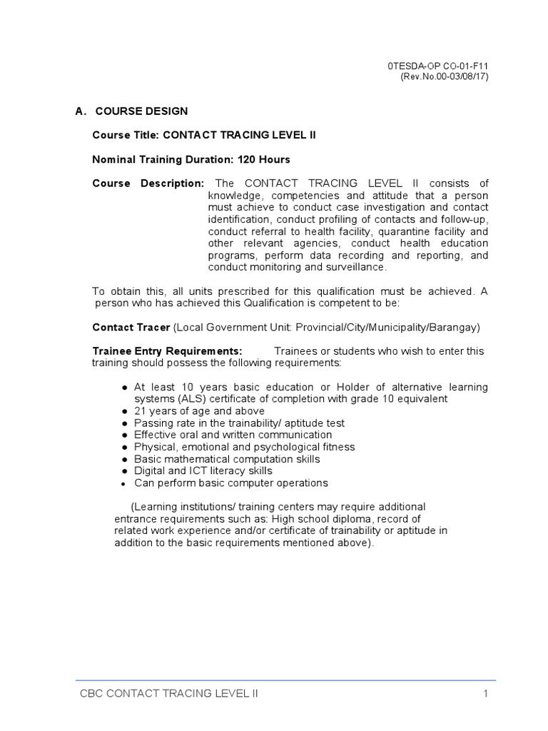 UTPRAS - Contract Tracing Level II | PDF | Occupational Safety And ...