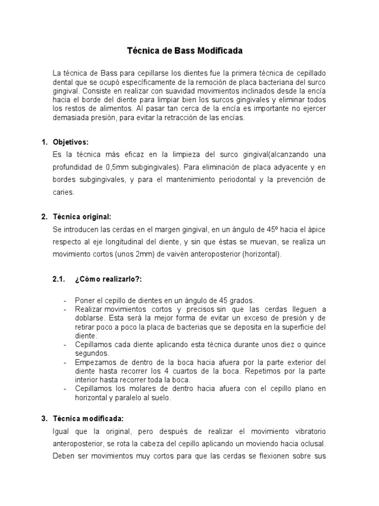 Técnica de Bass Modificada | PDF | Cepillo de dientes | Ramas de ...