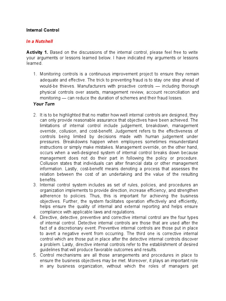 Internal controls essentials | PDF | Internal Control | Business