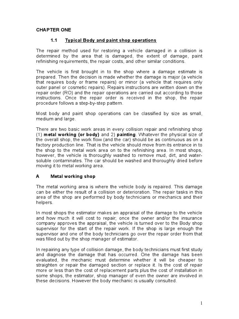 CHAPTER-1 Typical Paint and Shop Operations | PDF | Fires | Chemicals