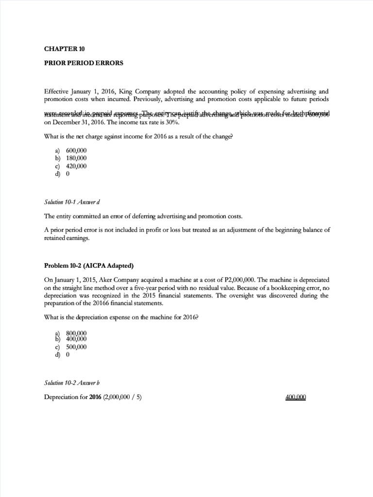 Prior Period Errors & Adjustments | PDF | Retained Earnings | Depreciation