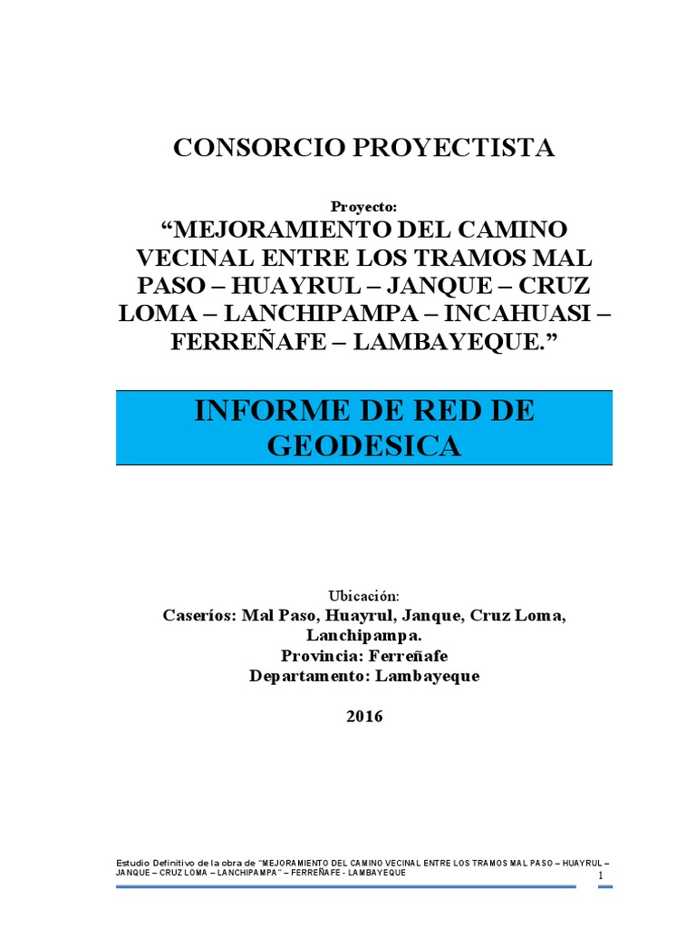 Informe de Red Geodesica-Huayrull | PDF | Sistema de Posicionamiento Global | Geodesia