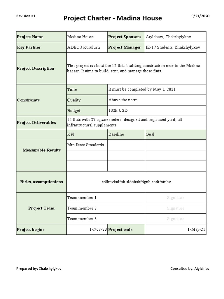 Project Charter Template | PDF