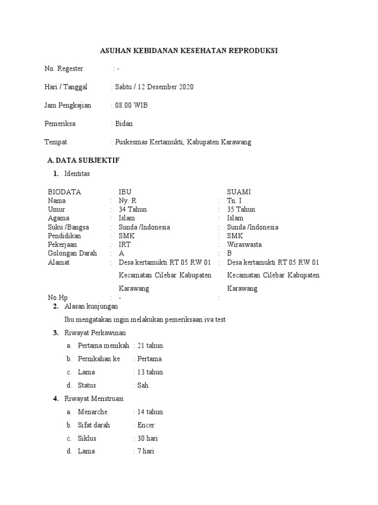 Contoh SOAP Kespro Remaja | PDF